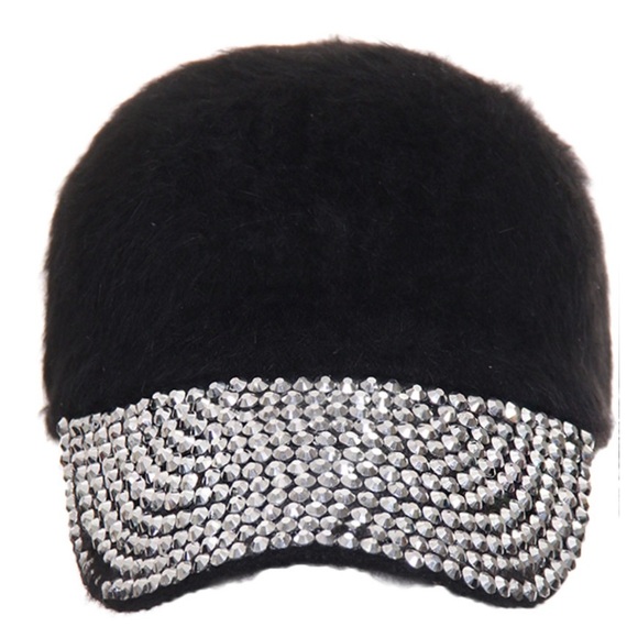 Source Unknown | Accessories | New Fur Bling Baseball Cap Style Hat ...